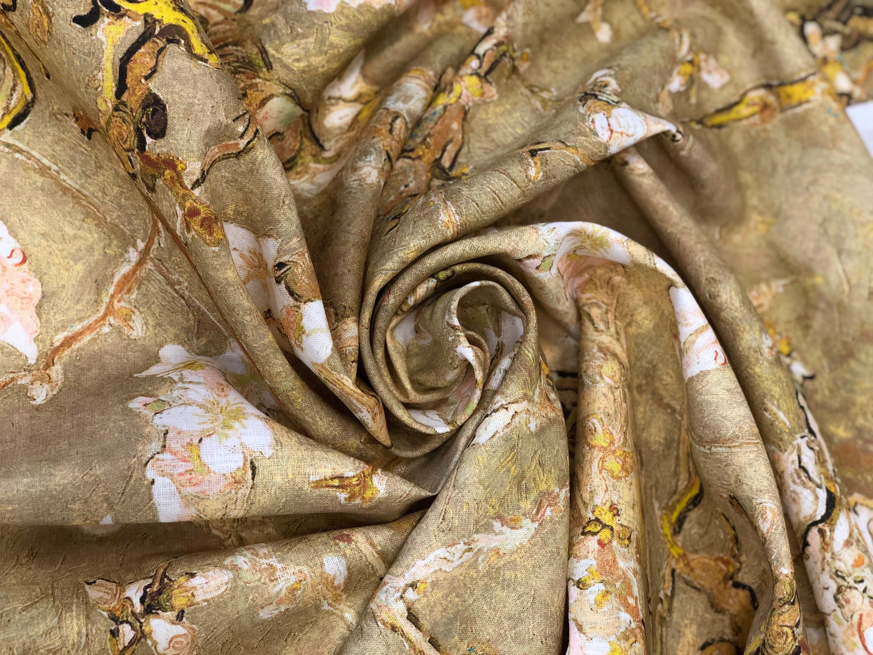 Camel, Gold color fabric, Vincent van Gogh, Almond Blossom, fabric by ...