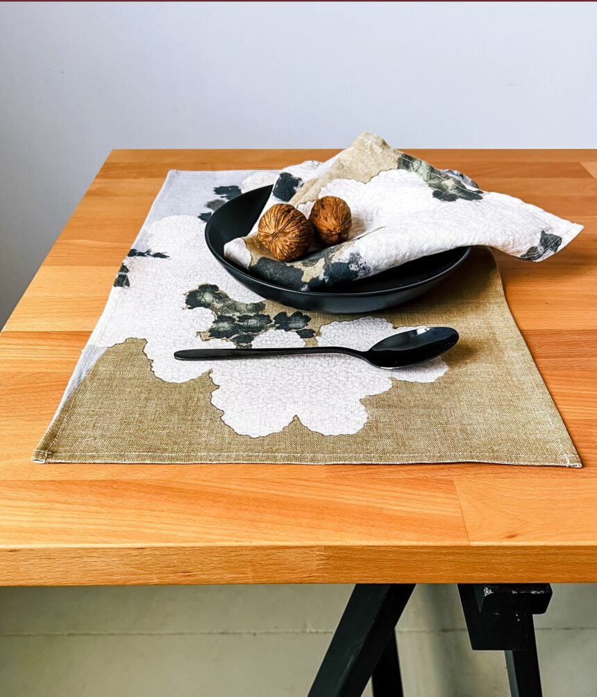 Placemats set, Kamisaka Sekka, Spring Blossom, linen placemats, Japan ...
