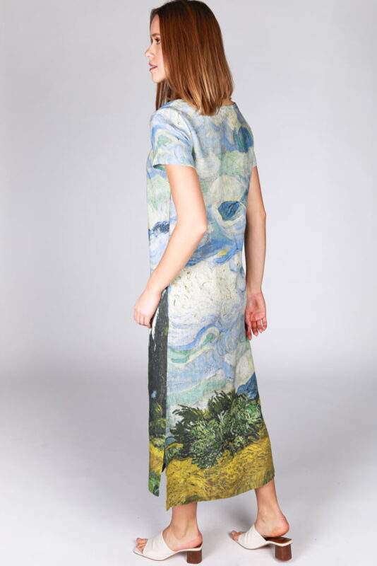 Linen dress, Vincent Van Gogh, Wheat Field with Cypresses, 100% linen ...