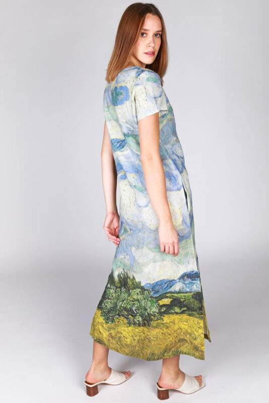 Linen dress, Vincent Van Gogh, Wheat Field with Cypresses, 100% linen ...
